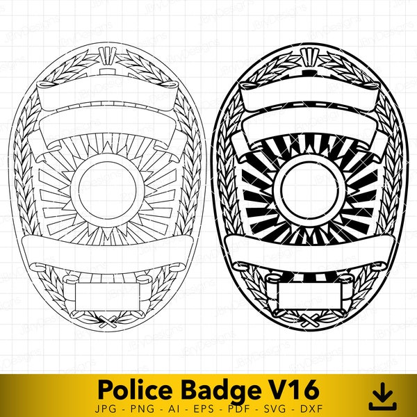 Blank Police Officer Badge Svg, Police Officer Svg, Custom Badge Svg ...