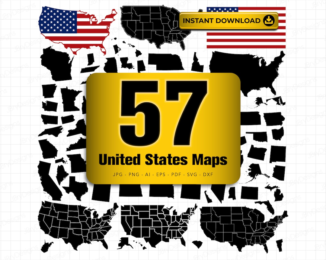 Map of the 50 States of the United States Svg, United States Map With ...
