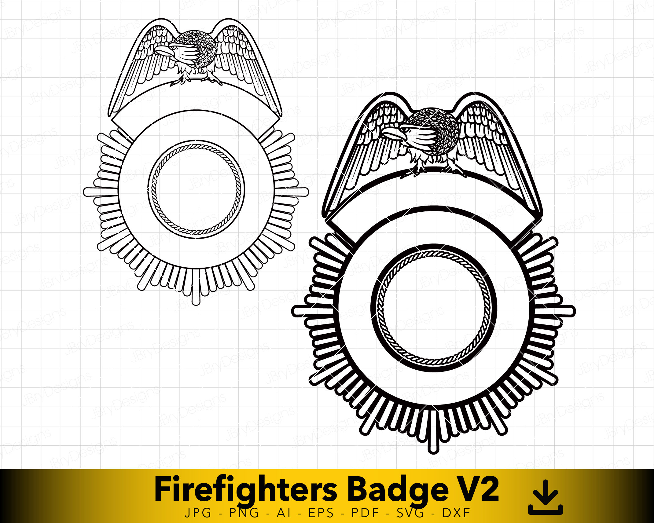 Blank Firefighter Badge Svg, Firefighter Squad Svg, Eagle Above Badge ...