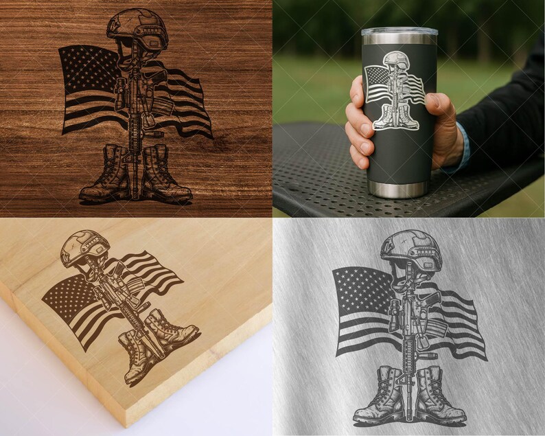 Battlefield Cross SVG, Fallen Soldier Memorial Tribute, American Flag ...