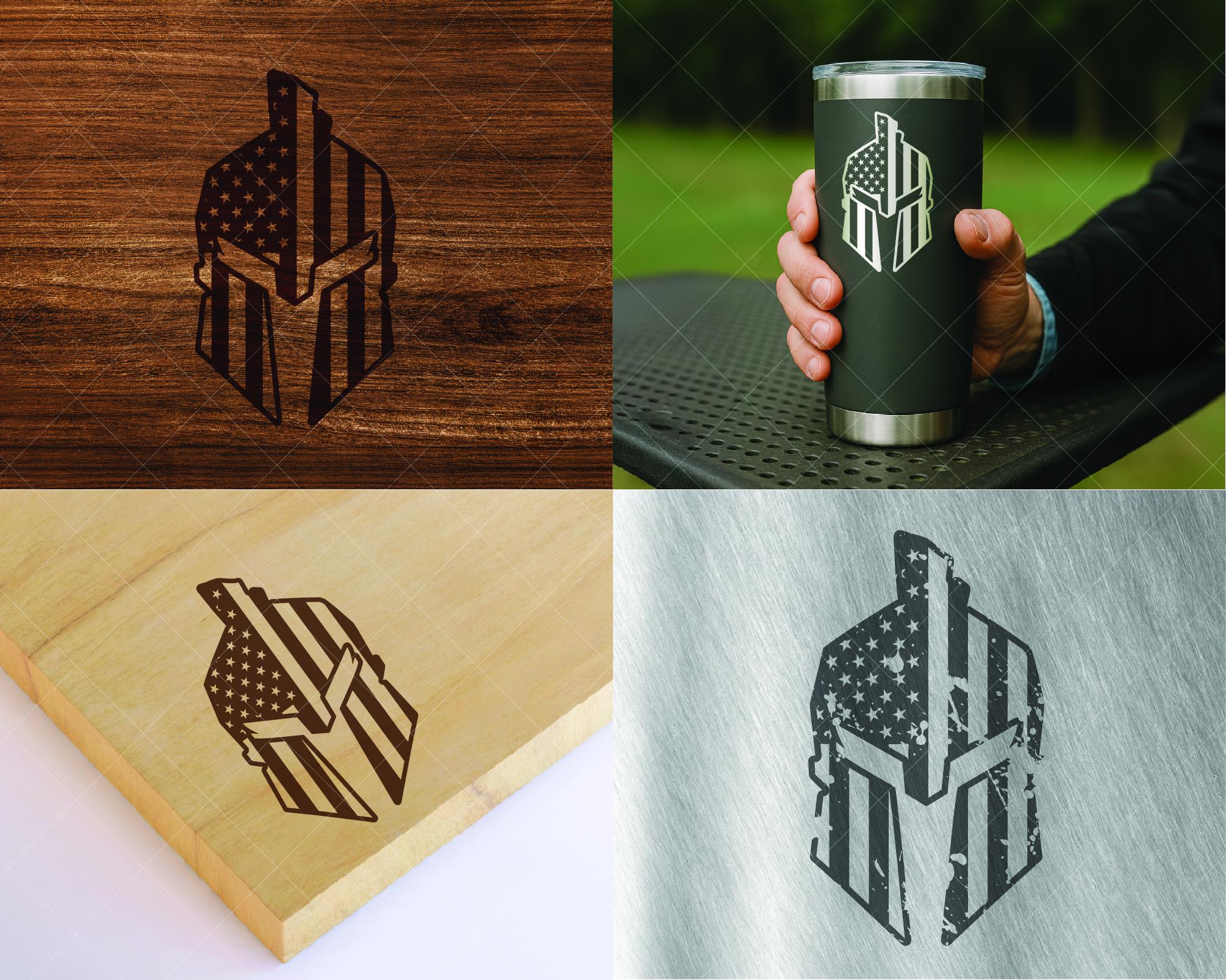 Spartan Helmet USA Flag SVG DXF, Warrior Helmet Silhouette Design ...