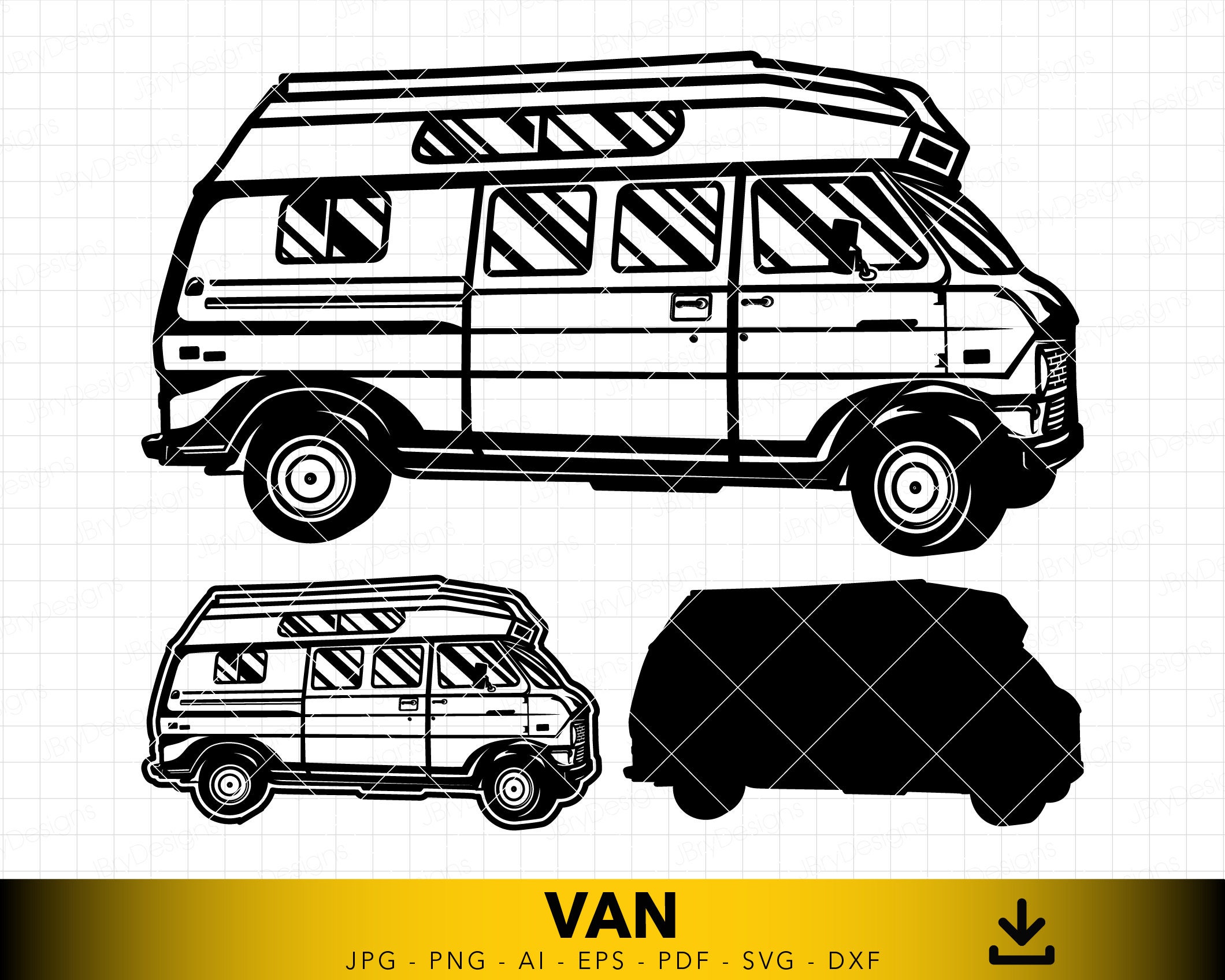 Van Svg, Camper Van Silhouette, Vehicle Camping Svg, Motorhome Dxf ...