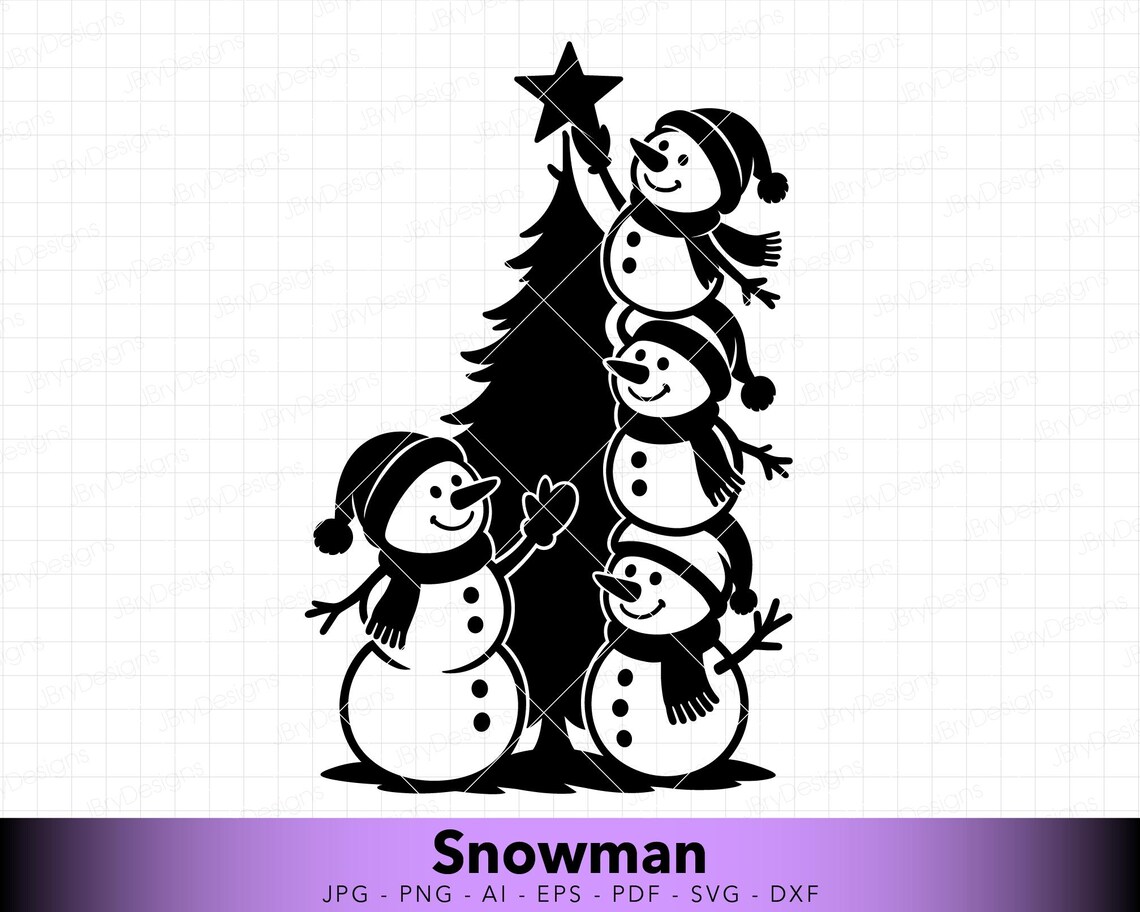 Snowman Stack Christmas Tree SVG · Cute Winter Holiday Shirt Design ...