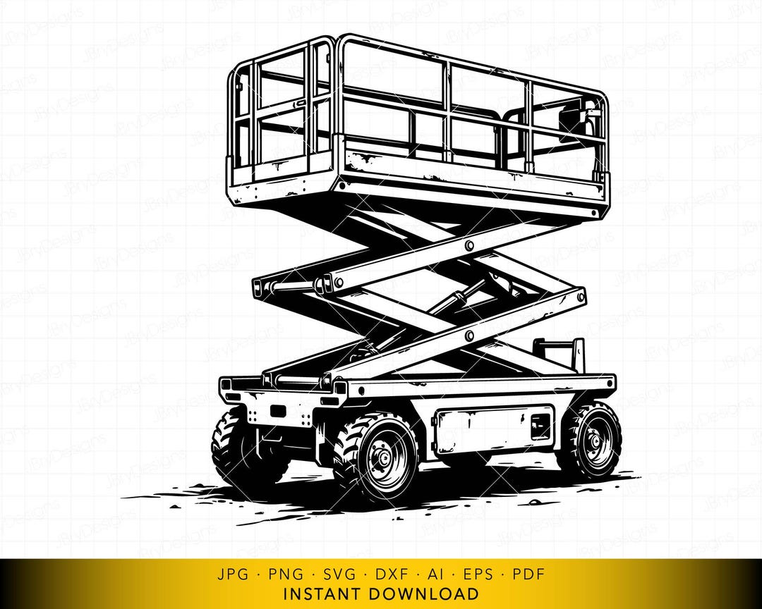 Scissor Lift SVG, Raised Work Platform Illustration, Working at Height ...