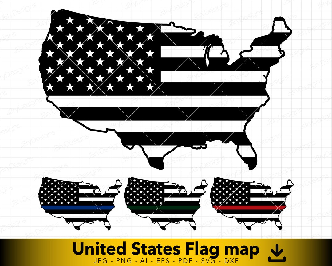 United States Map Svg, United States Svg, United States Map With Flag ...