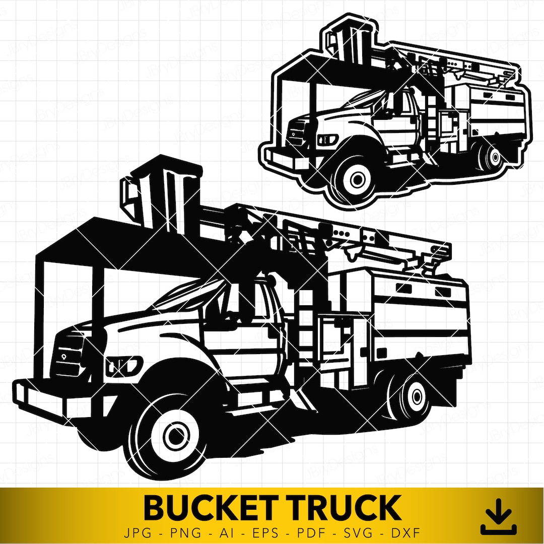 Bucket Truck Svg , Lift Truck Svg, Boom Truck Silhouette, Vehicle Heavy ...