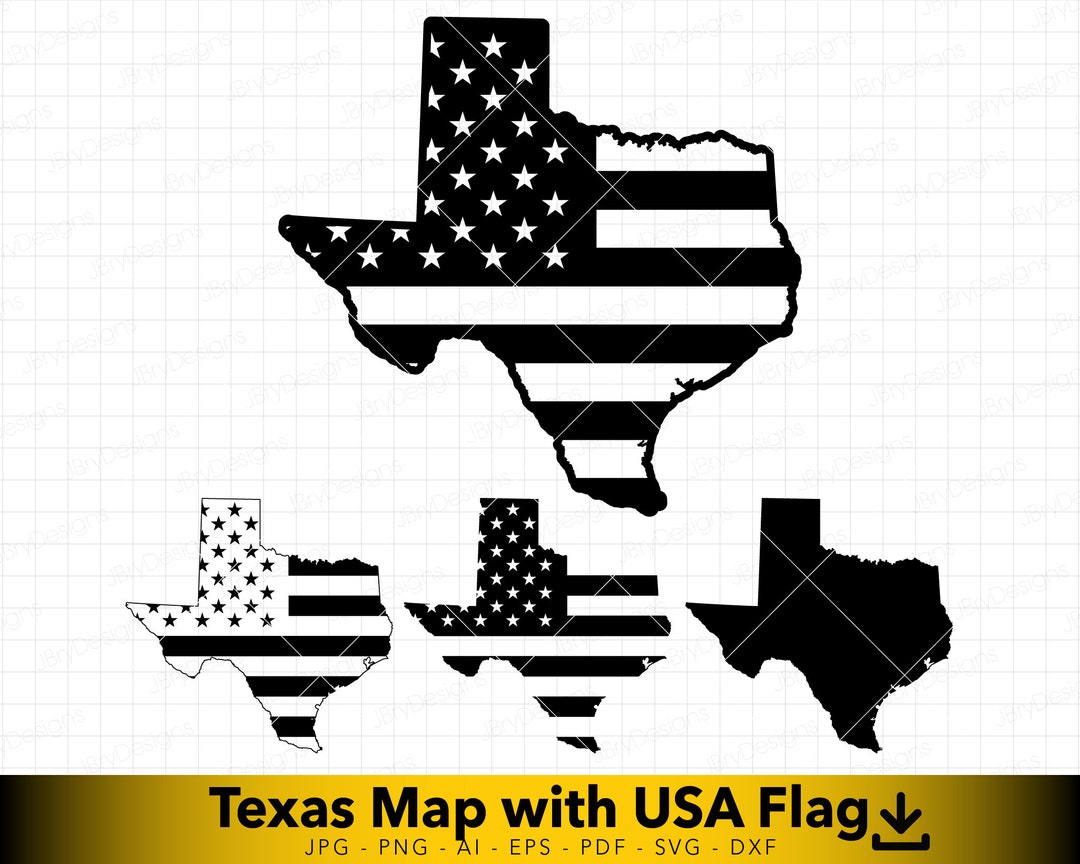 Texas Map Svg, United States Svg, Texas Map With US Flag Svg, United ...