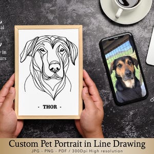Custom Pet Portrait in Line Drawing, Pet Drawing, Linear Art ...