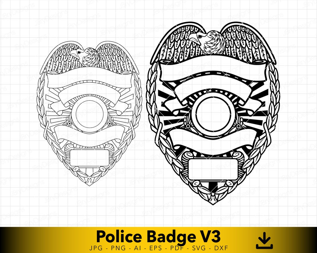 Blank Police Officer Badge Svg, Eagle Above Badge Svg, Police Officer ...