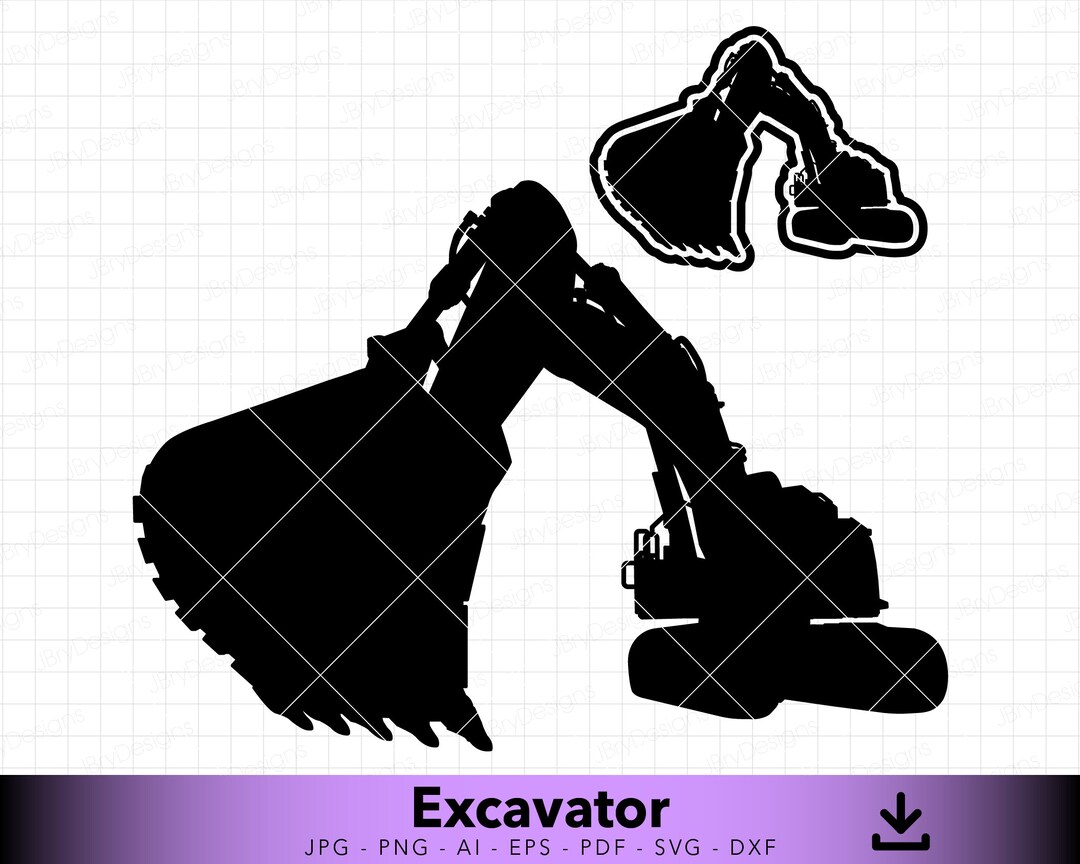 Excavator Svg, Construction Svg, Excavator Silhouette, Heavy Machinery ...
