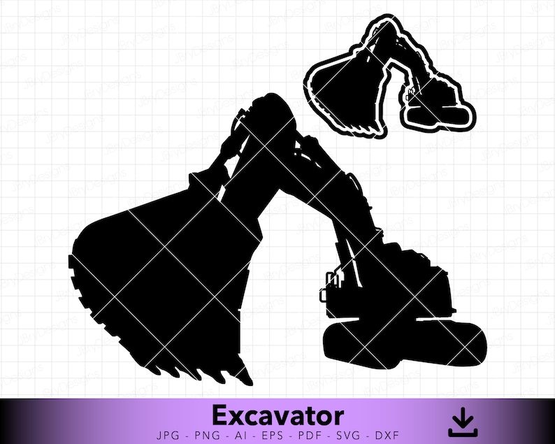 Excavator Svg, Construction Svg, Excavator Silhouette, Heavy Machinery ...