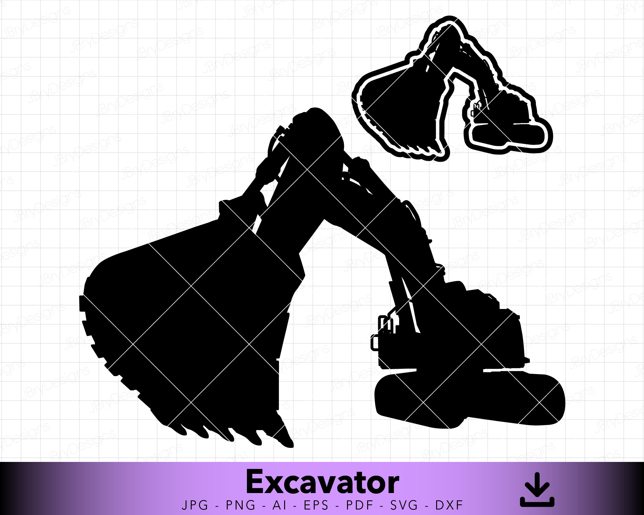Excavator Svg, Construction Svg, Excavator Silhouette, Heavy Machinery ...