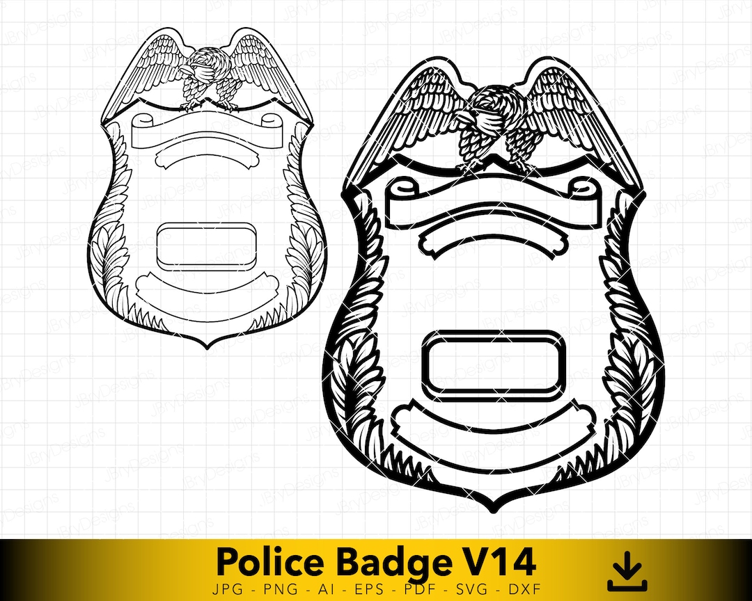 Blank Police Officer Badge Svg, Eagle Above Badge Svg, Custom Badge Svg ...