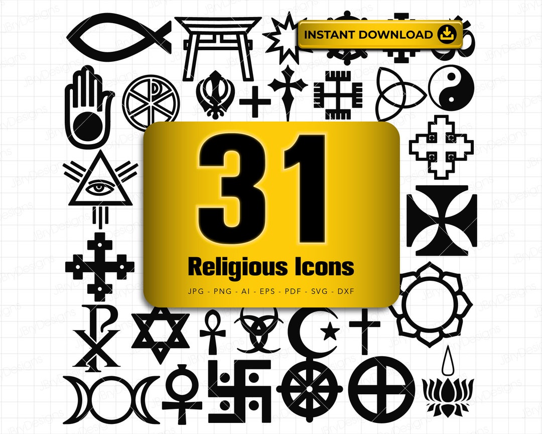 Religious Icons Svg, Religious Icons of the World Svg, Icons Silhouette ...
