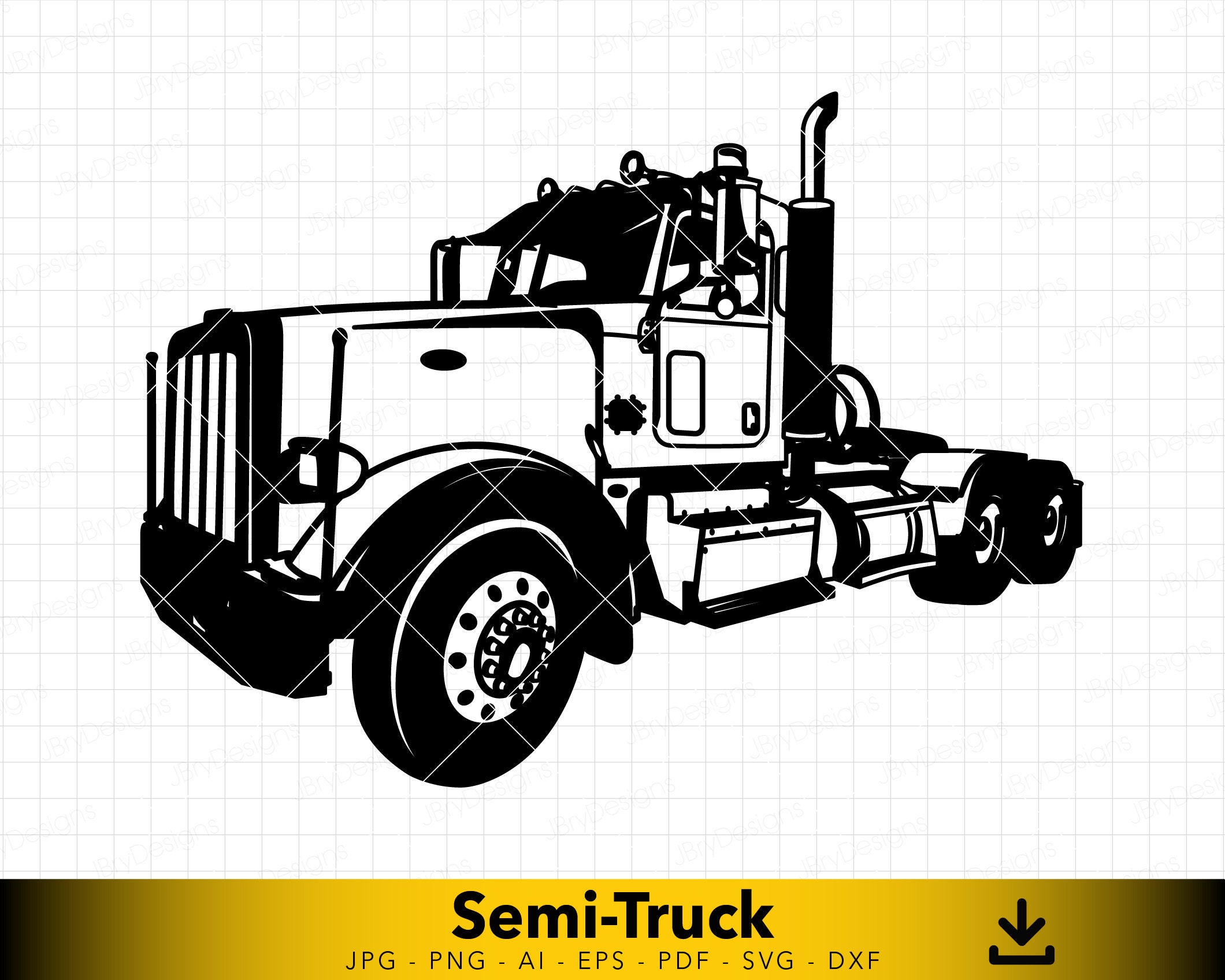 Semi Truck Svg, Semi Truck Silhouette, Semi Truck Dxf, Transport Truck ...