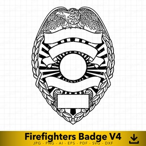 Blank Firefighter Badge Svg, Firefighter Squad Svg, Custom Badge Svg ...