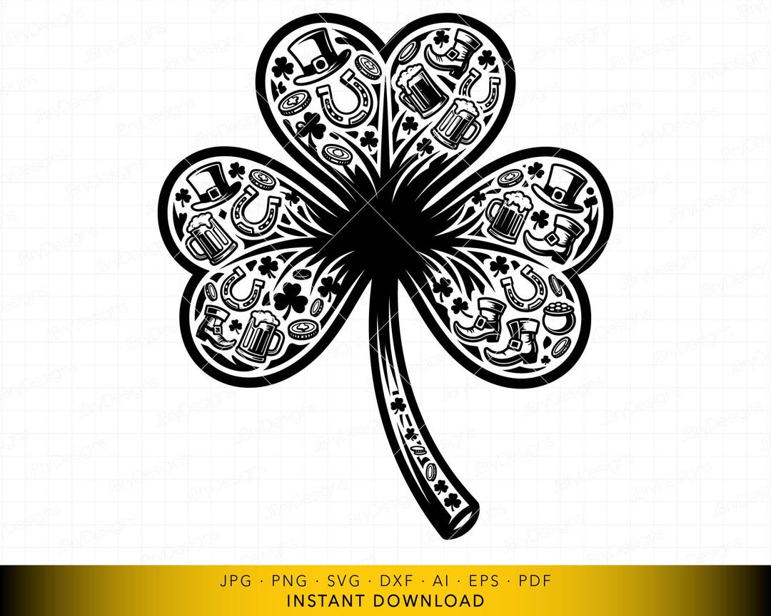 St Patricks Day Shamrock SVG, Irish Celebration Clover Cut File, Lucky ...