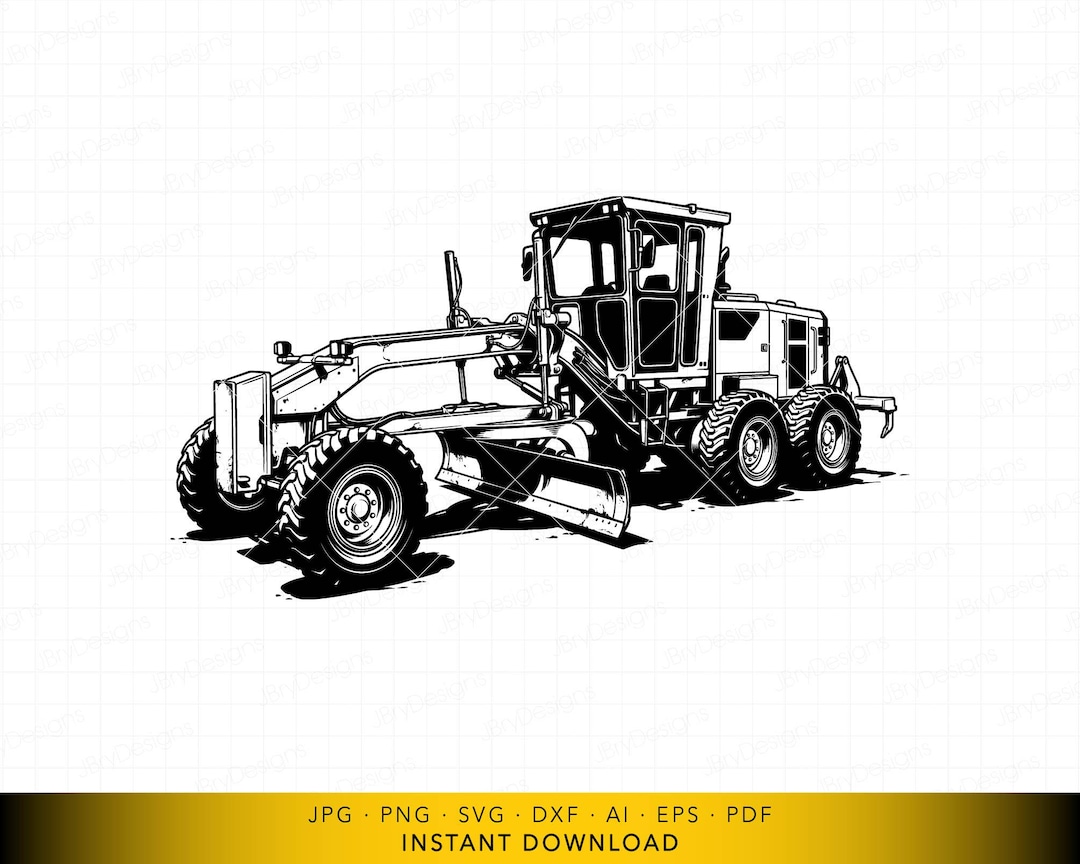 Motor Grader SVG, Road Construction Work Equipment Illustration, Side ...