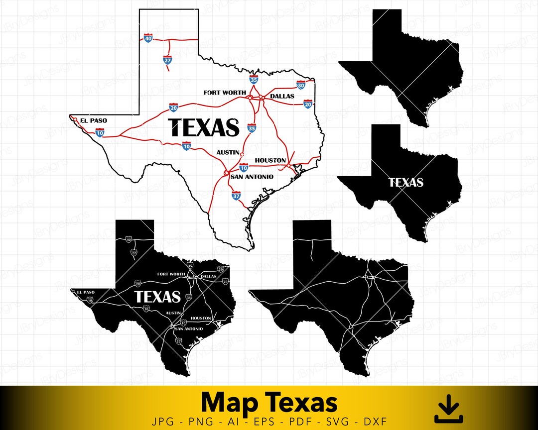 United States Map Svg, United States Svg, Map With Texas Highway System ...