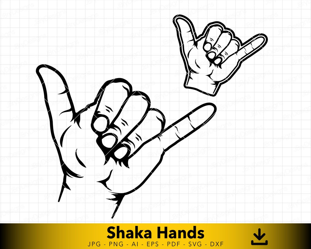 Shaka Hand Svg, Hand Svg, Shaka Hand Silhouette, Shaka Hand Sign Dxf ...