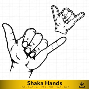 Shaka Hand Svg, Hand Svg, Shaka Hand Silhouette, Shaka Hand Sign Dxf ...