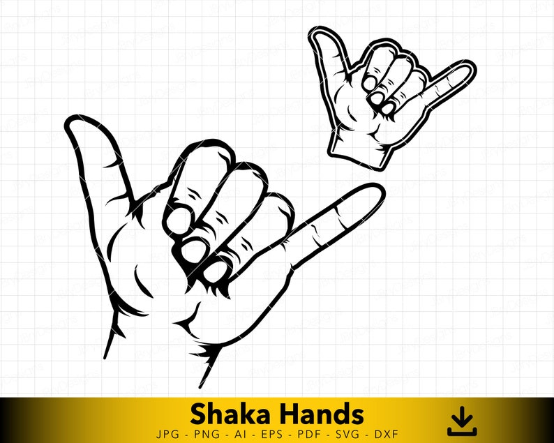 Shaka Hand Svg, Hand Svg, Shaka Hand Silhouette, Shaka Hand Sign Dxf ...