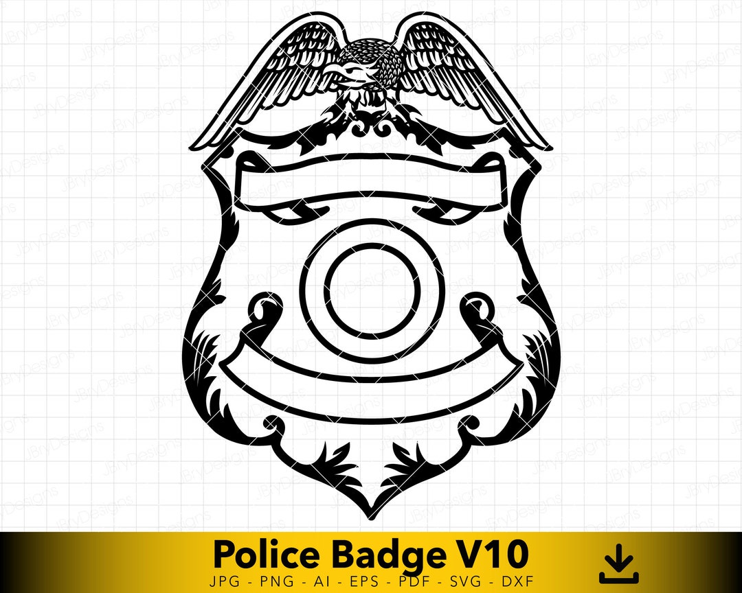 Blank Police Officer Badge Svg, Eagle Above Badge Svg, Custom Badge Svg ...
