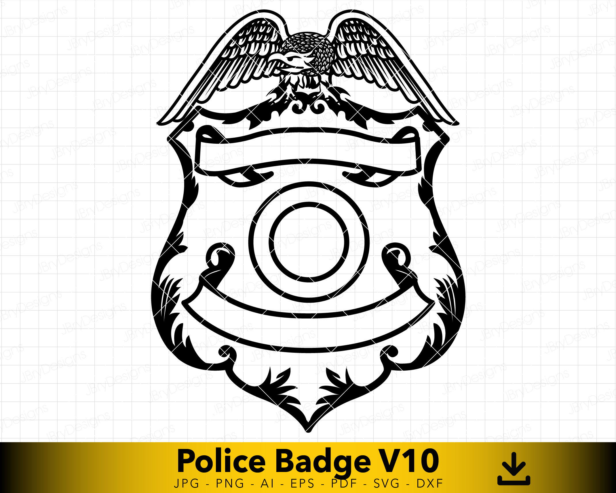 Blank Police Officer Badge Svg, Eagle Above Badge Svg, Custom Badge Svg ...