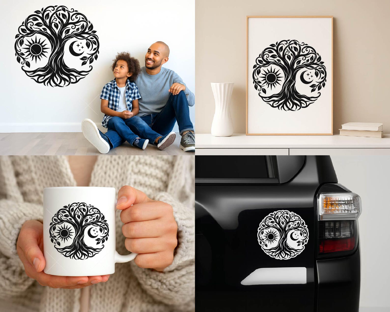 Tree of Life SVG, Sun and Moon Balance Symbol, Yin Yang Nature Tree ...