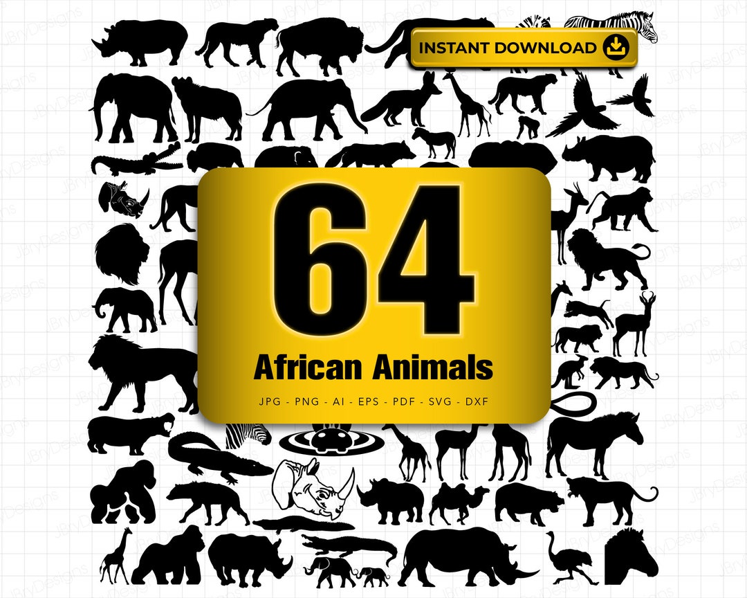 Safari Animals Svg, Pack of 60 Safari Animals Svg, African Animals Svg ...