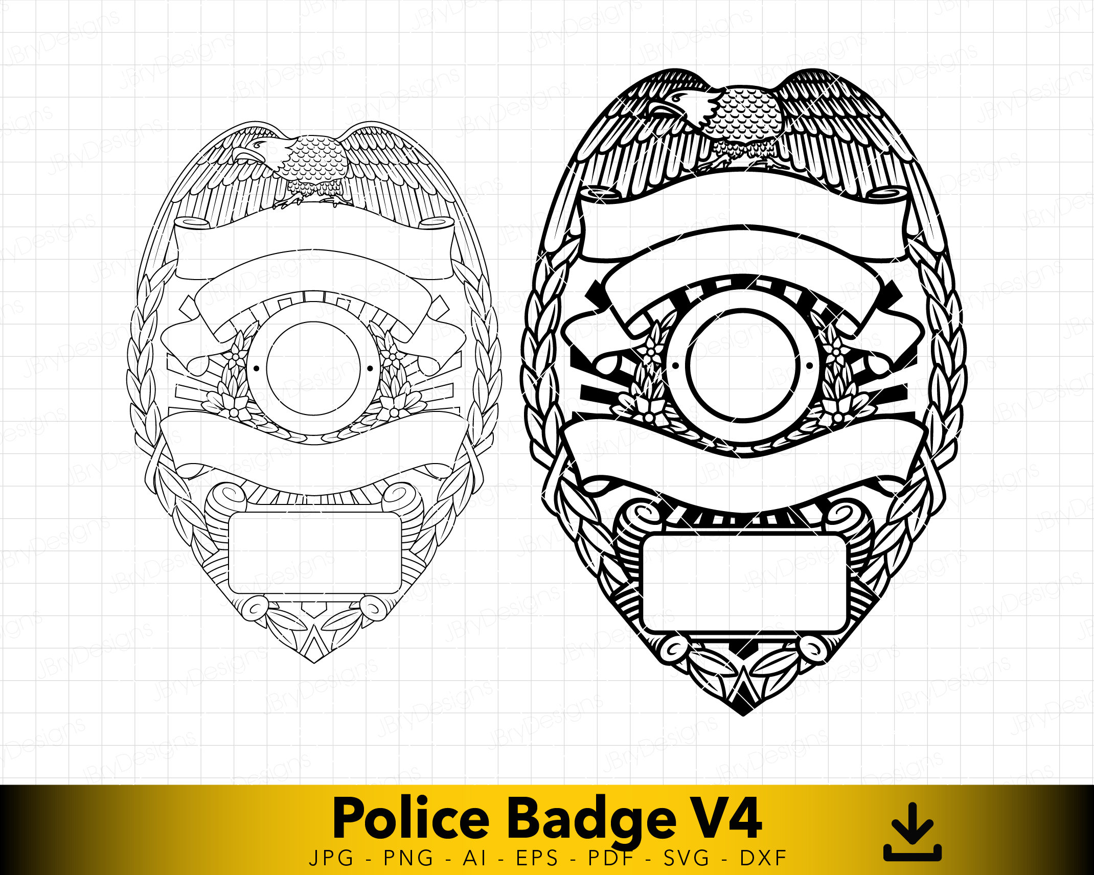 Blank Police Officer Badge Svg, Eagle Above Badge Svg, Custom Badge Svg ...