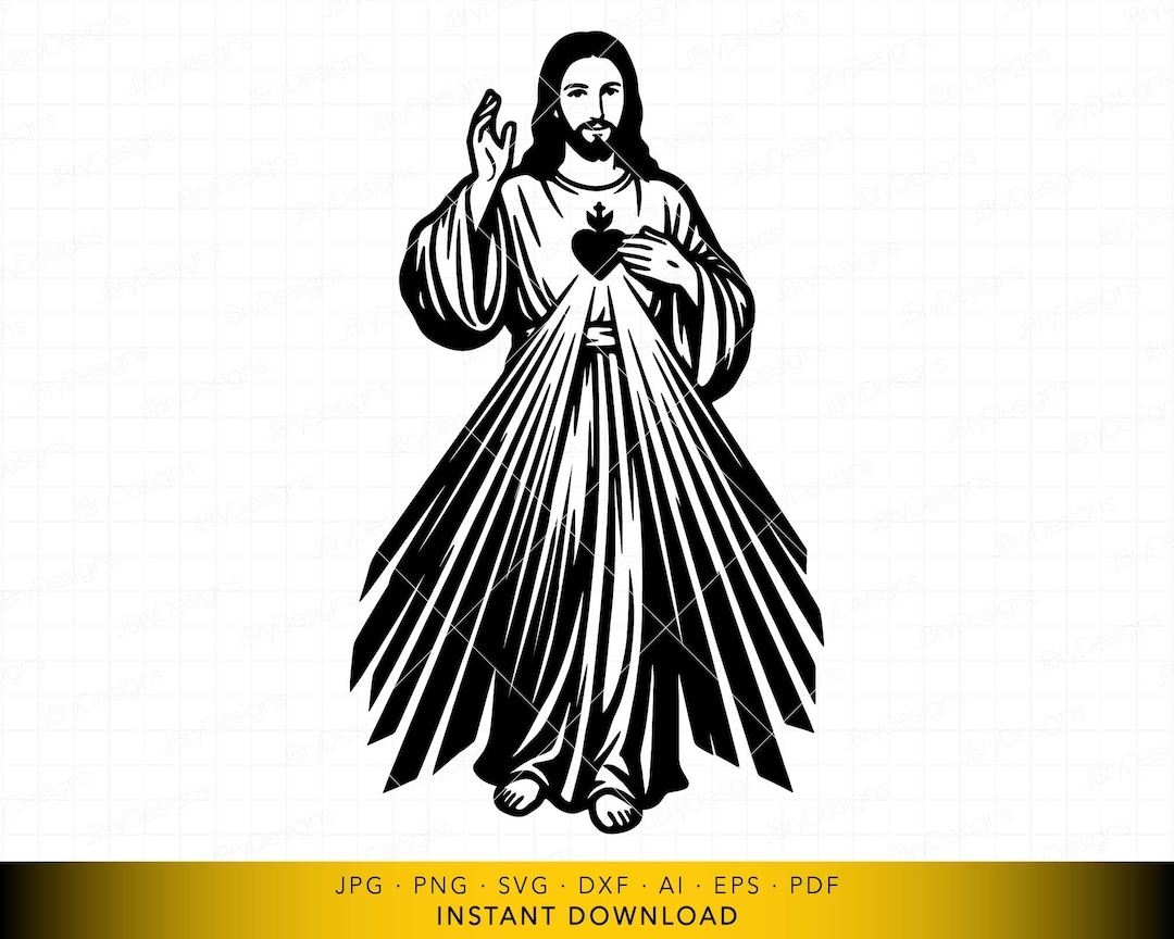 Sacred Heart Jesus SVG, Divine Mercy Christ Cut File, Christian Faith ...