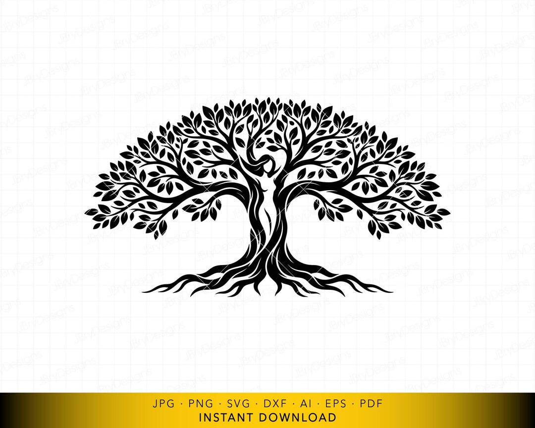 Tree of Life SVG, Rooted Tree Symbol of Growth and Balance, Leafy ...