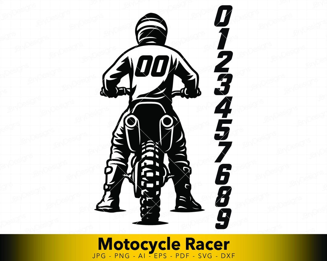 Motocross Rider Number SVG, Dirt Bike Racer Clipart, Personalized ...