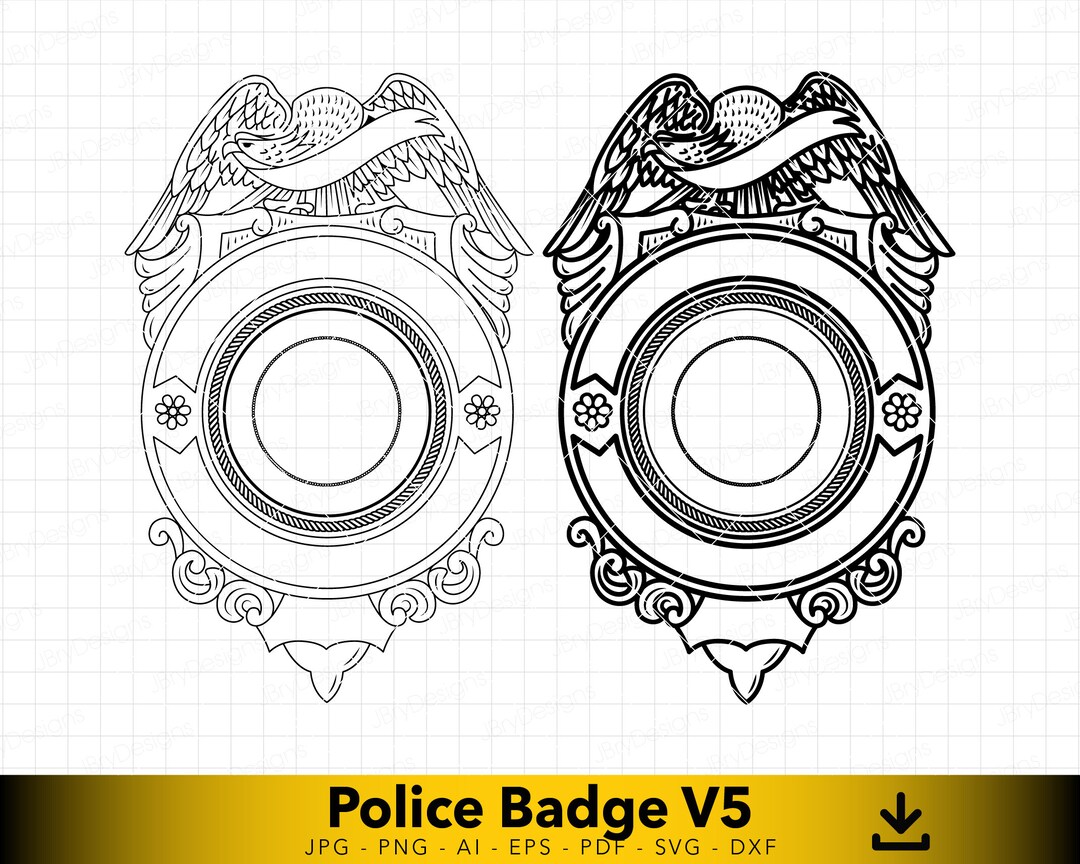 Blank Police Officer Badge Svg, Eagle Above Badge Svg, Custom Badge Svg ...