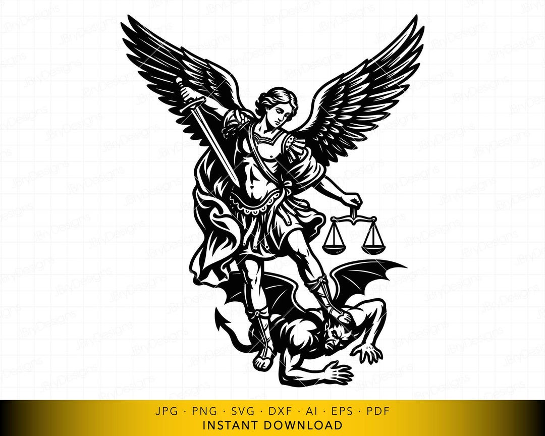 Archangel Michael SVG, Saint Michael Defeating Demon Digital Cut File ...