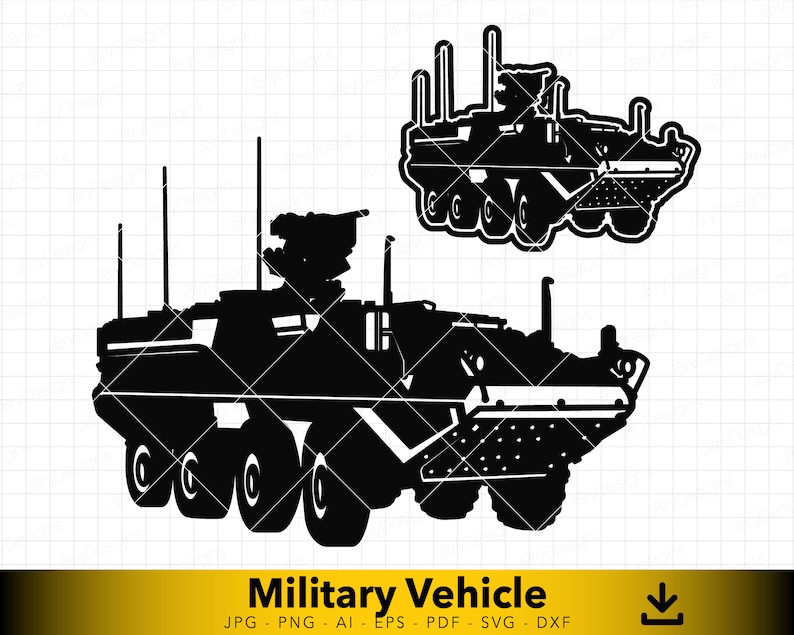 Military Vehicle Svg, Stryker Svg, War Tank Silhouette, Vector File for ...