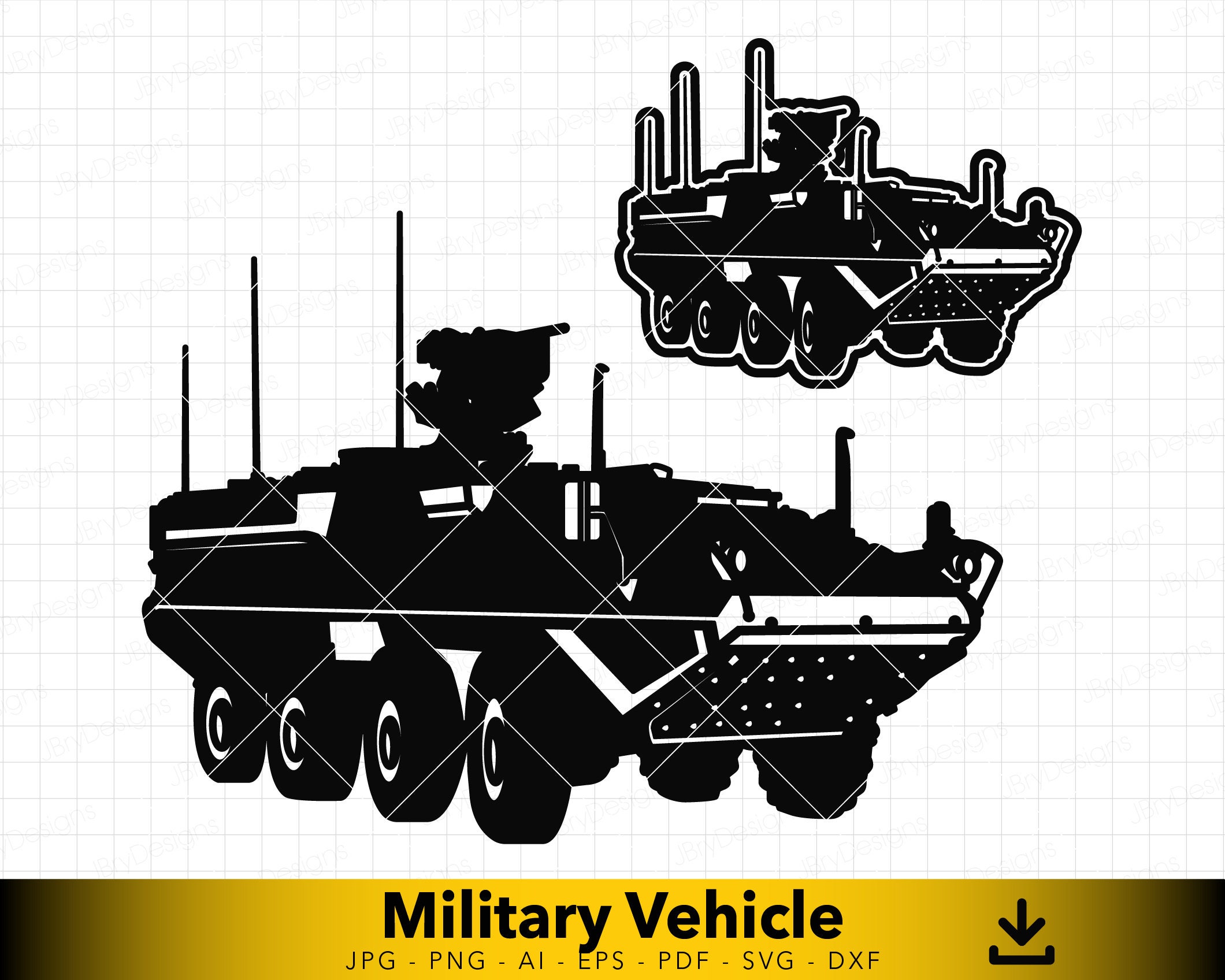 Military Vehicle Svg, Stryker Svg, War Tank Silhouette, Vector File for ...