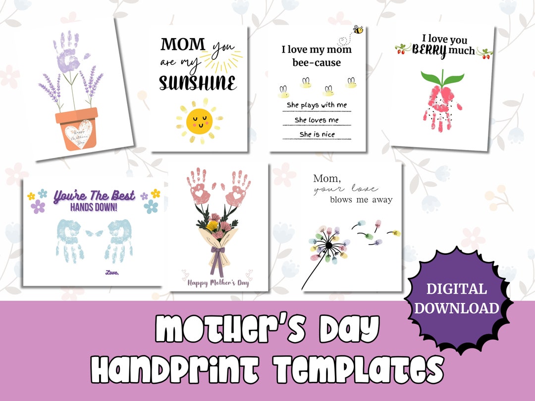 Mother's Day Handprint Printable Template Craft for Kids, Flower ...