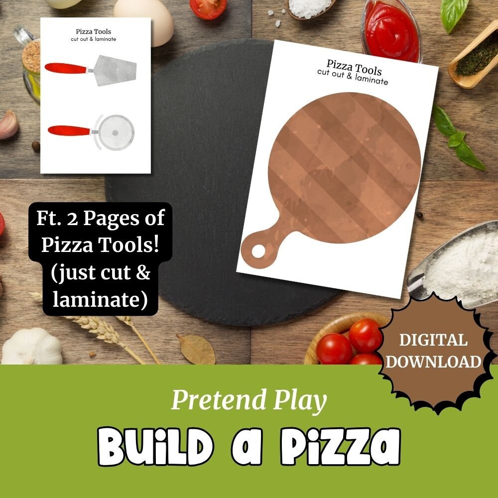 Build a Pizza Pretend Play Printable Set, Toddler Preschool Activity ...