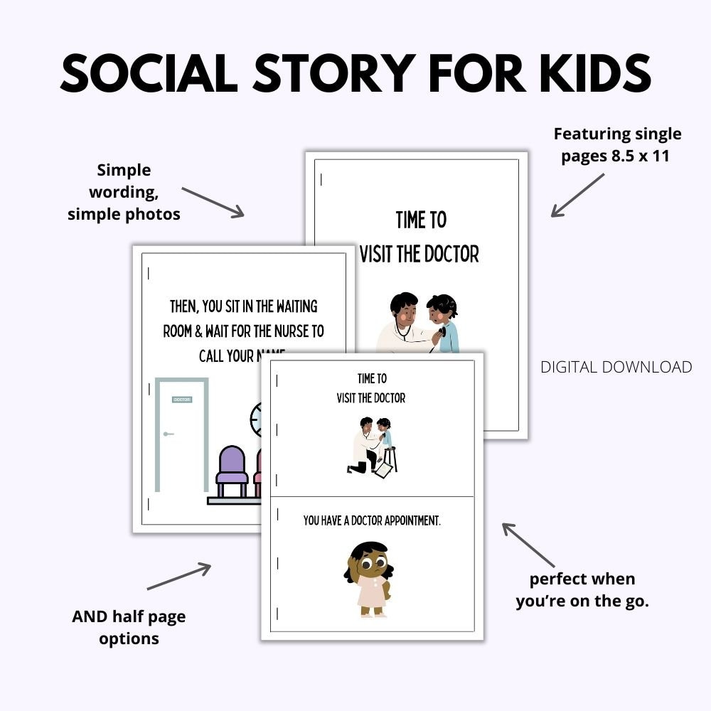 Doctor Visit Social Story for Kids, Toddler Social Stories, Autism Social Story, Printable ...