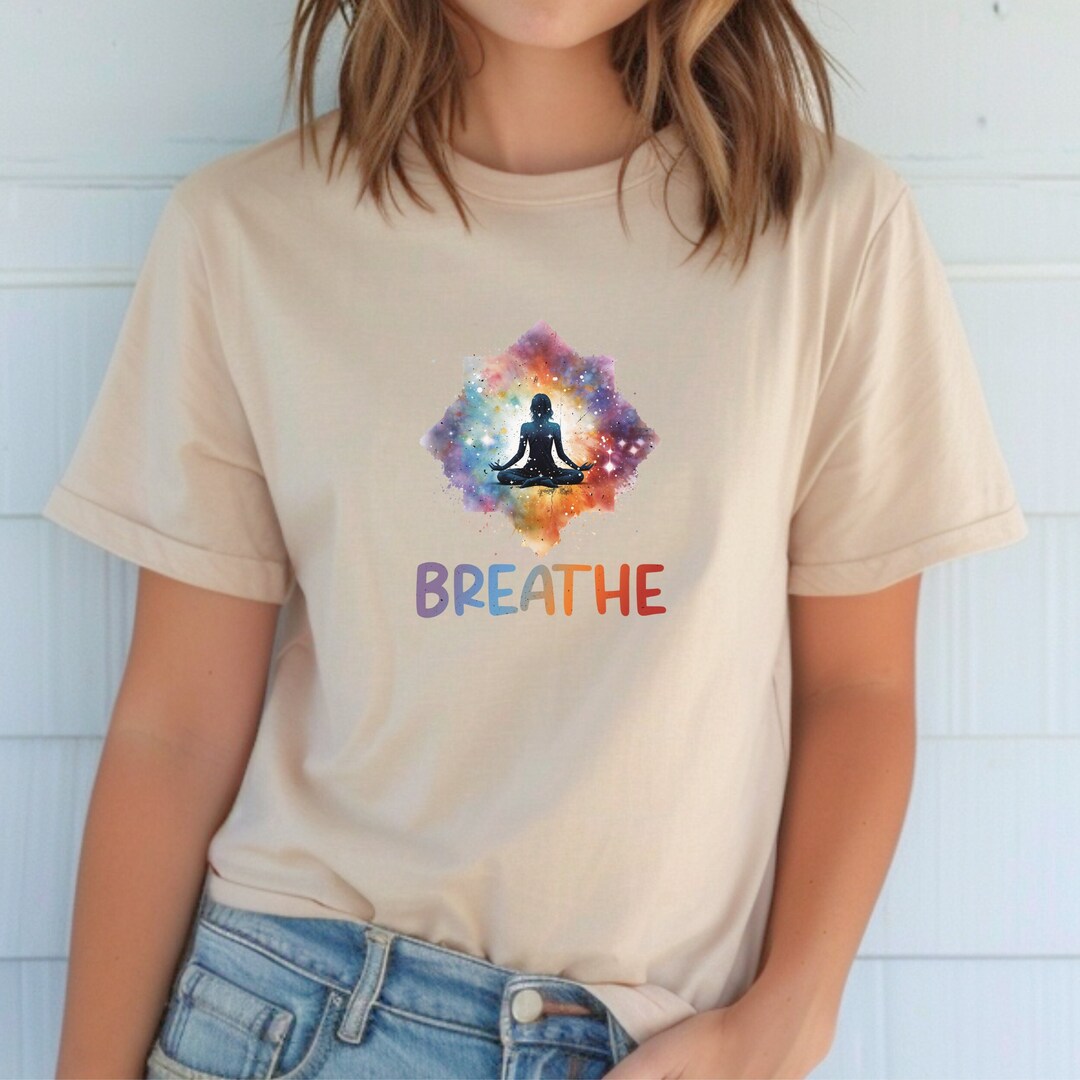 Breathe Lotus Pose T-shirt, Yoga Inspired Tshirt, Meditation Quote Top ...