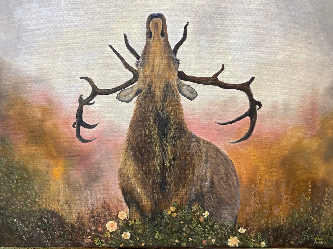 Red Stag Painting - Etsy