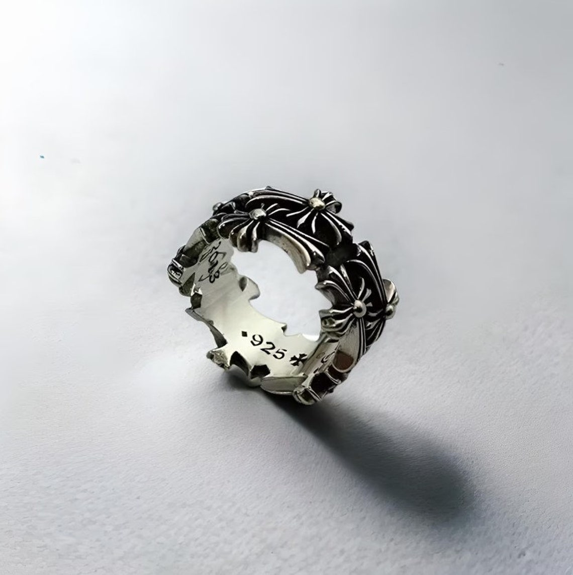 CH Double Cross Flower Ring, Vintage Y2k Ring, INS Couple Ring, Double Cross Ring, Unisex Ring ...