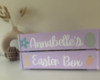 Personalised Easter Crate Personalised Easter Box Rabbit Design Easter Treat Box Personalised ...