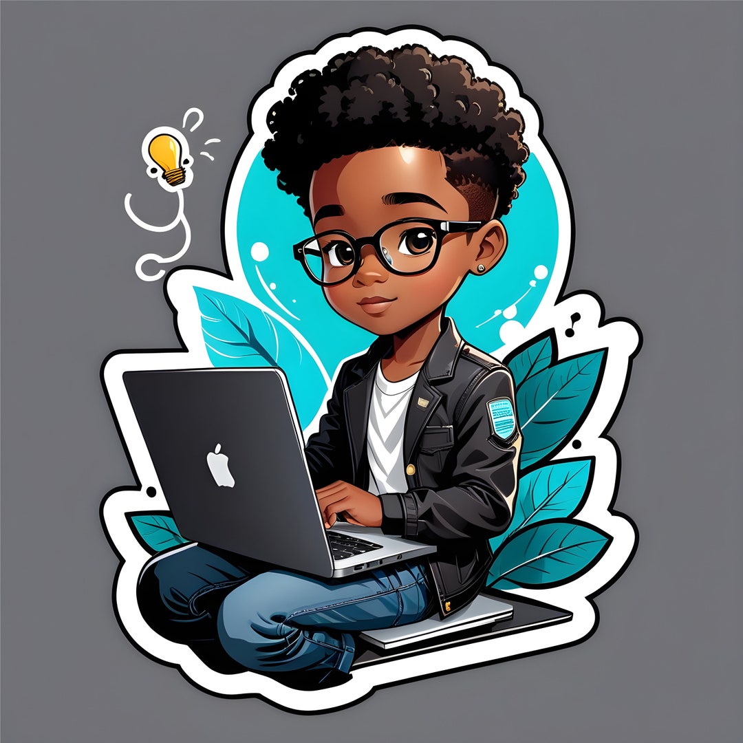 Melanin Black Boy Sticker - Etsy