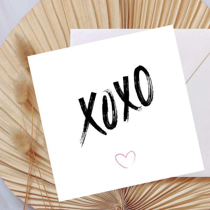 Hugs and Kisses Card XO Card Love Card Greeting Card Personalised Card ...