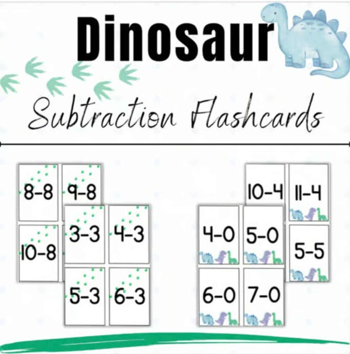 Subtraction Fact Practice Subtraction Printable Flashcards Activity for ...