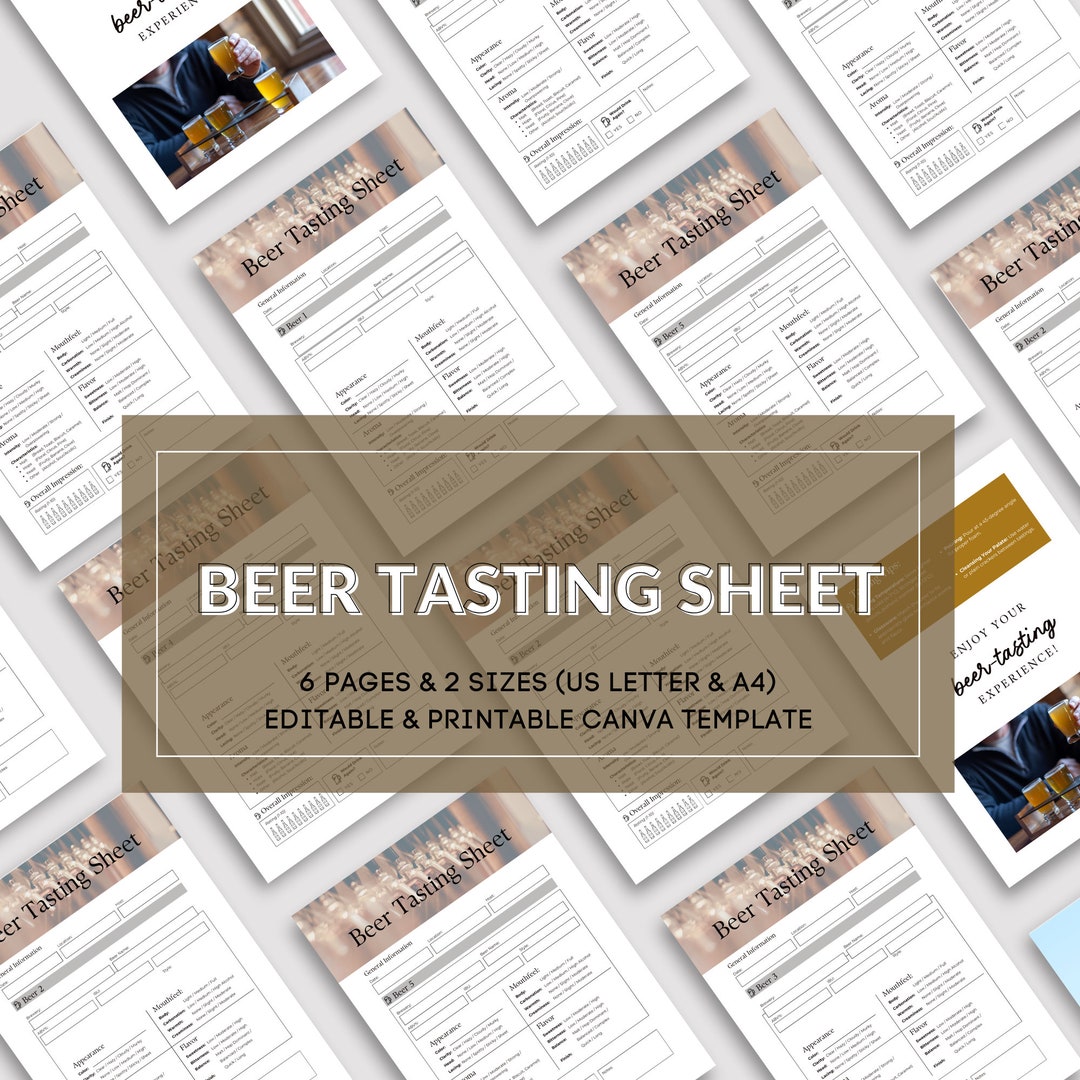 Beer Tasting Sheet Template, Craft Beer Scorecard, Brewery, Beer Party ...