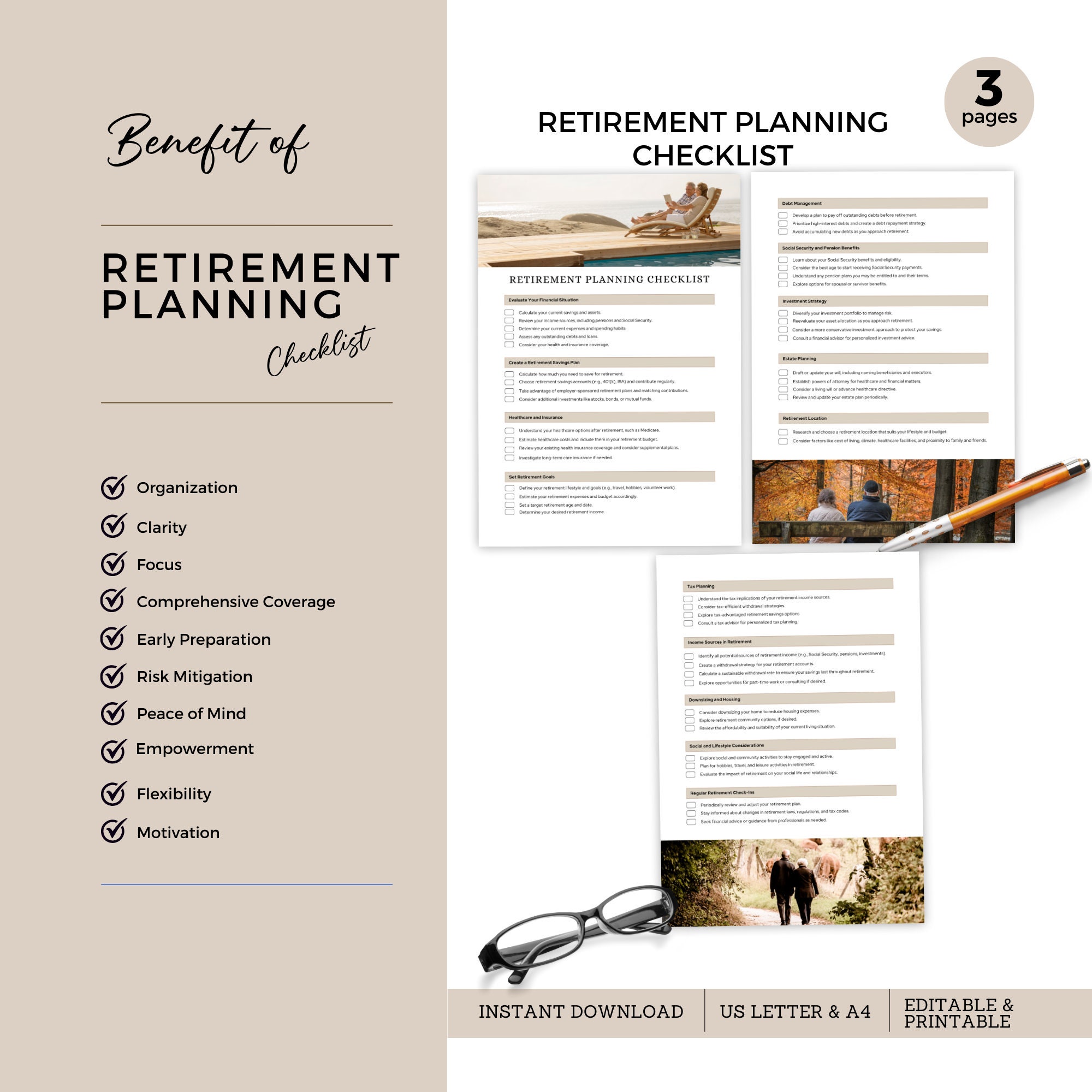 Retirement Planning Checklist Template, Retired Preparation, Organizer ...